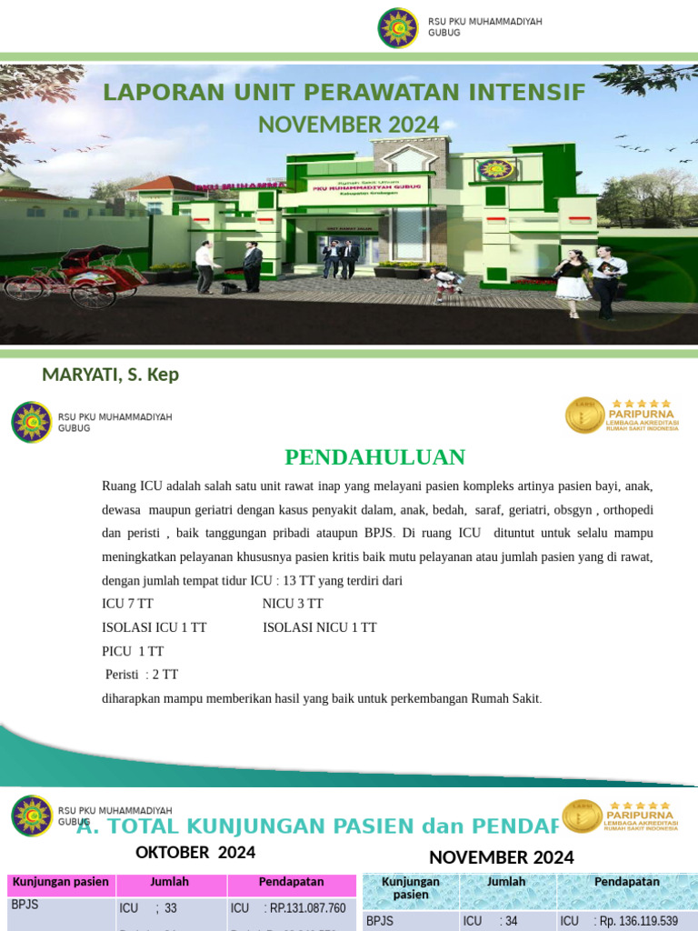 Laporan Pendapatan ICU RSU PKU Gubug 2024 | PDF