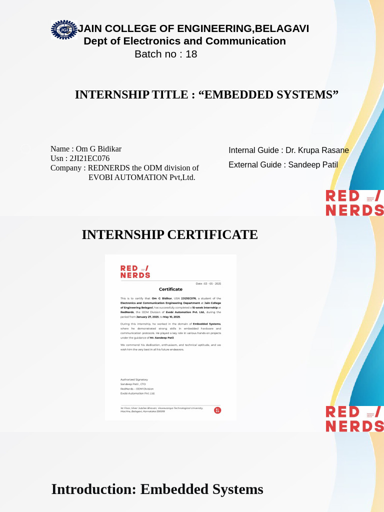 Omii Final PPT Internship | PDF | Embedded System | Microcontroller