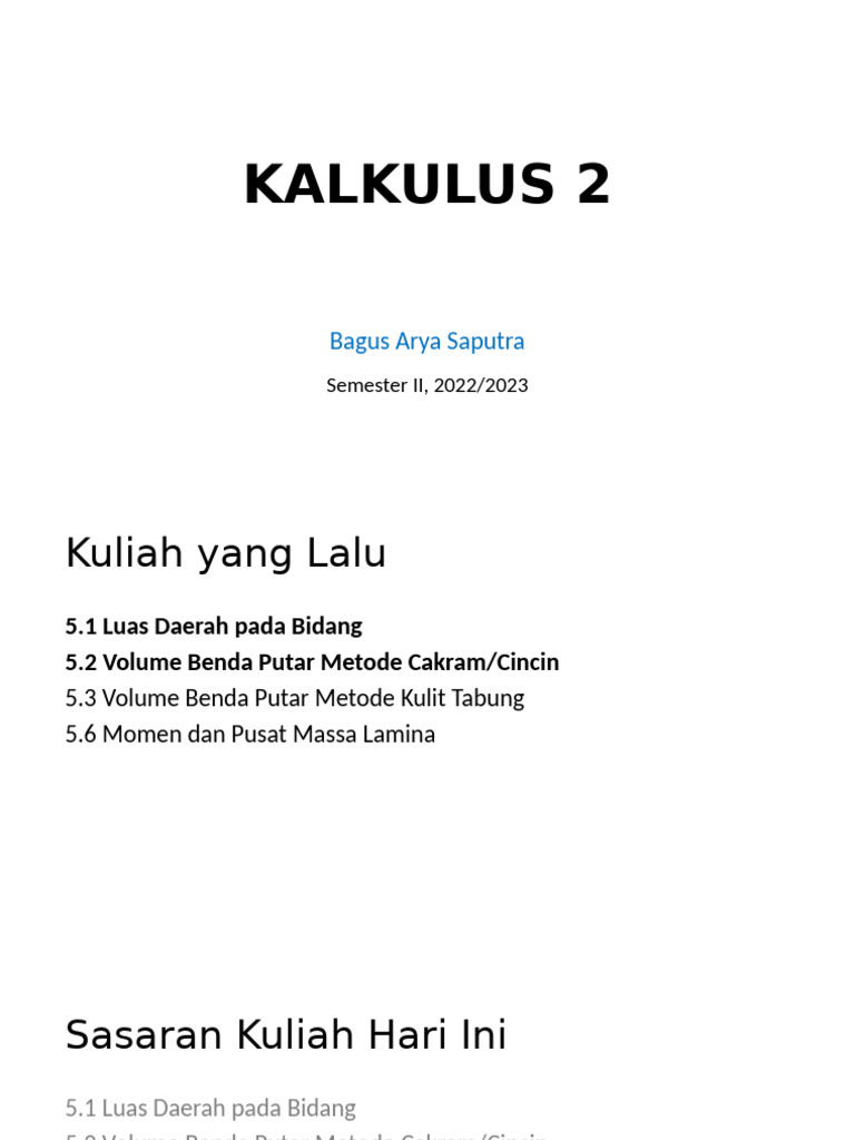 Volume dan Pusat Massa dalam Kalkulus | PDF