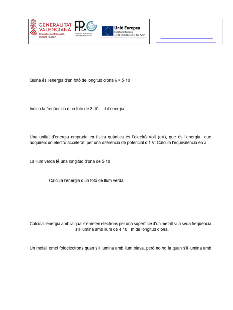 BLOC 04 - Exercicis Física Quàntica | PDF