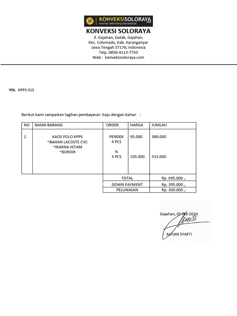 New Invoice - Kaos Polo Kpps 015 | PDF
