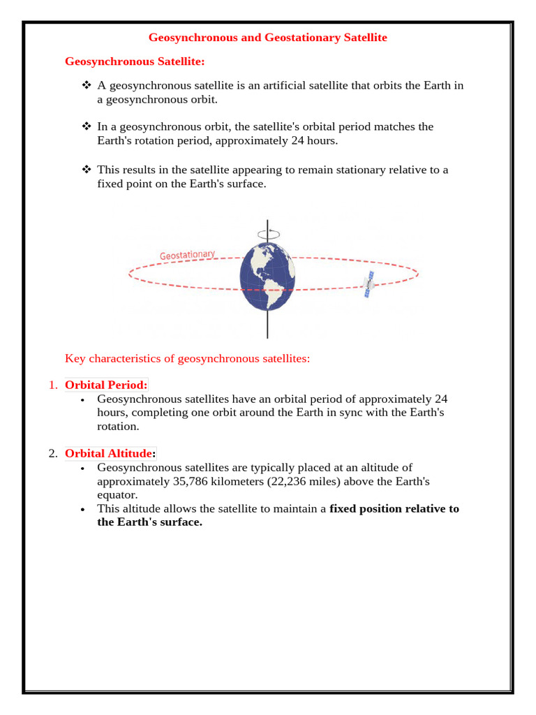 Geosynchronous vs Geostationary Satellites | PDF | Satellite | Outer Space