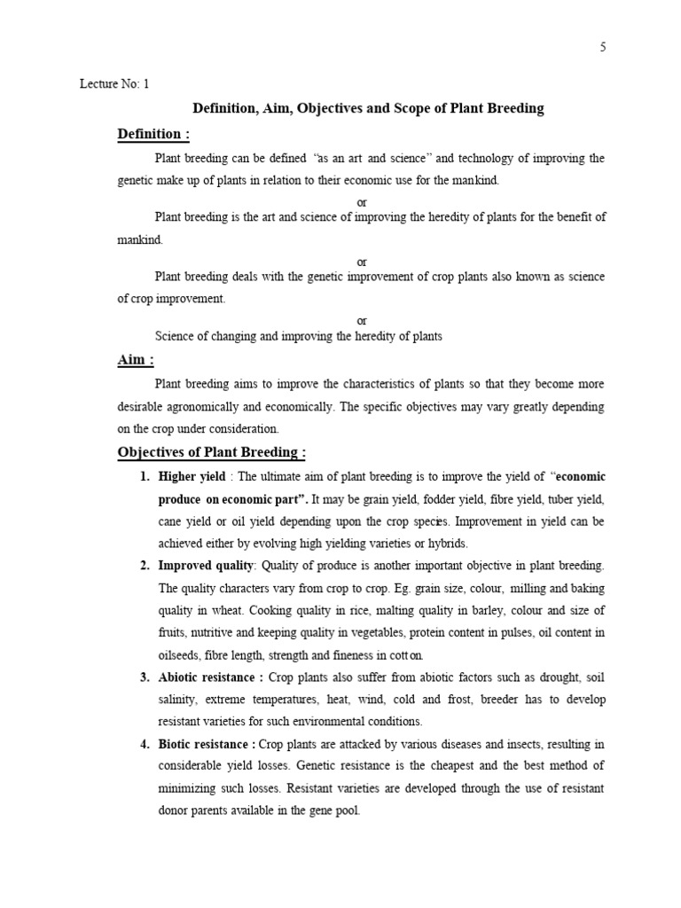 Introduction to Plant Breeding Concepts | PDF | Plant Breeding | Agronomy