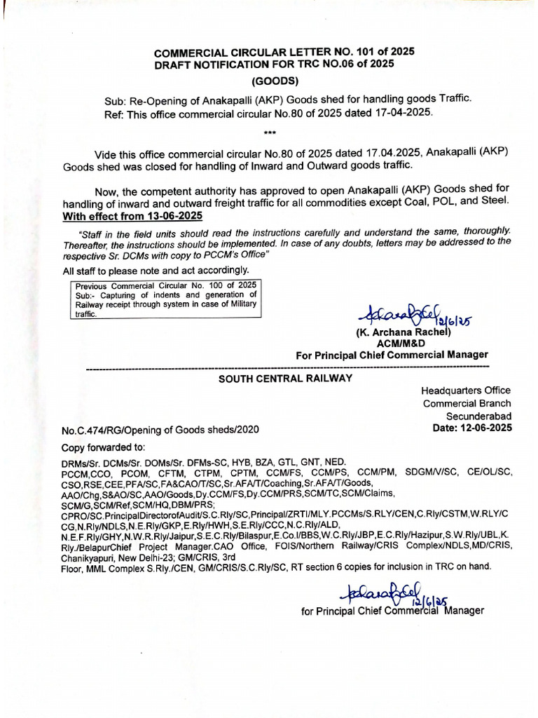 Commercial Circular No.101 of 2025 | PDF