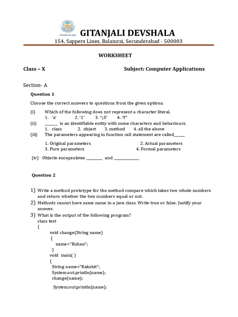 10th Udm Wks | PDF | Parameter (Computer Programming) | Computer Science