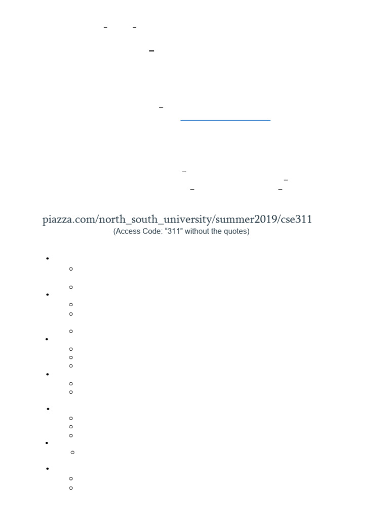 CSE 311 Course Outline Summer 2019 | PDF | Databases | Relational Database