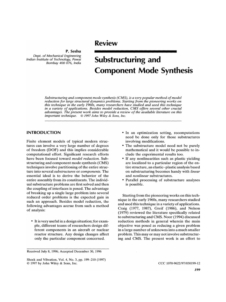 Substructuring and Component Mode Synthesis | PDF | Eigenvalues And Eigenvectors | Matrix ...