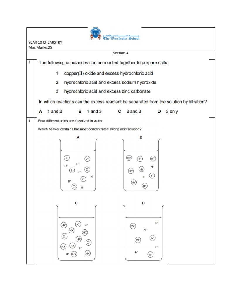 Yr 10 Monthly Test - Term 3 | PDF