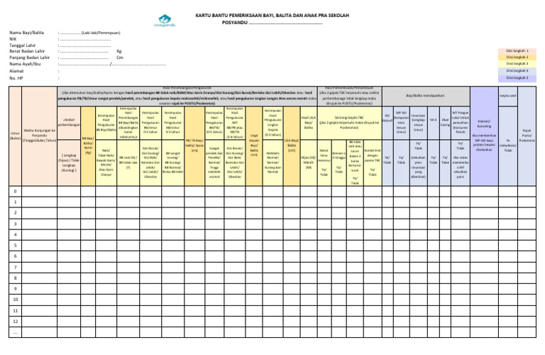 Kartu Bantu Bayi Balita - Apras Edit | PDF