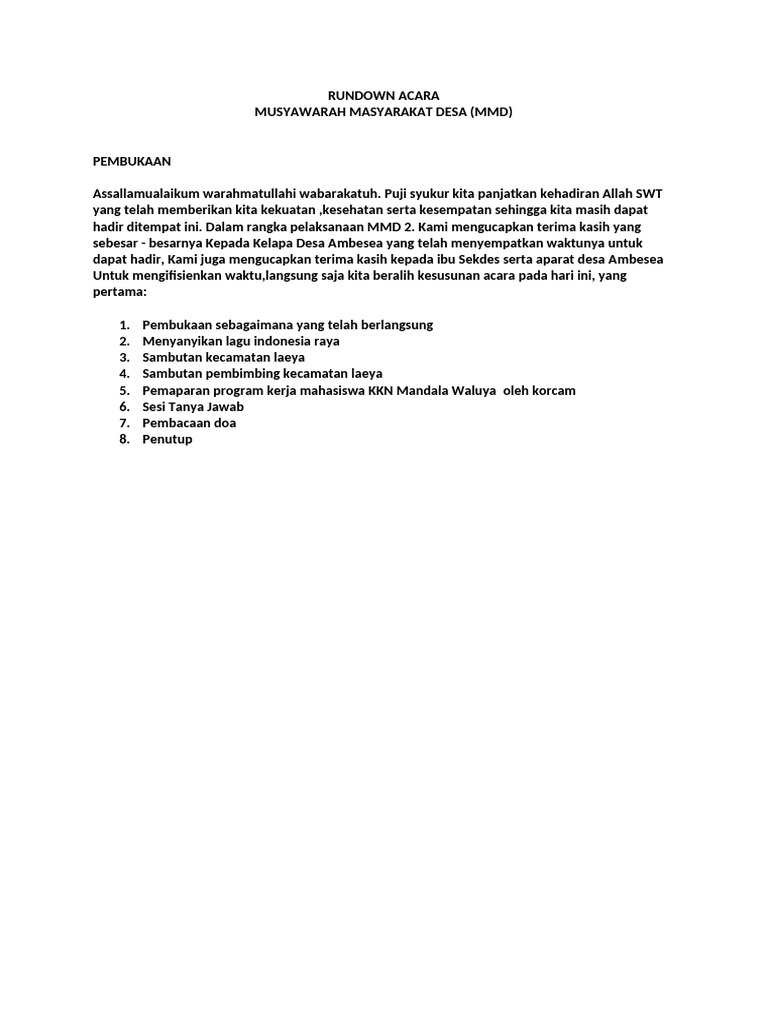 Randon Acara MMD 2 | PDF