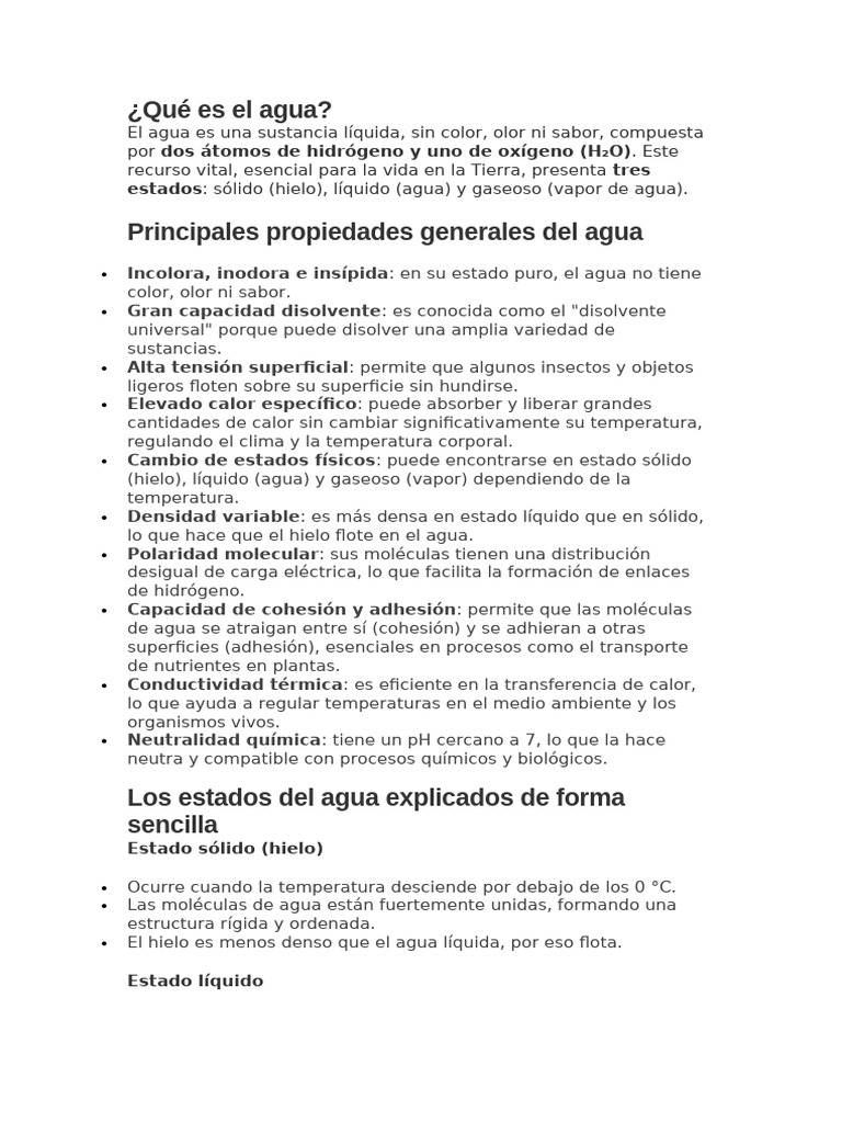 ¿Qué Es El Agua | PDF | Agua | Propiedades del agua
