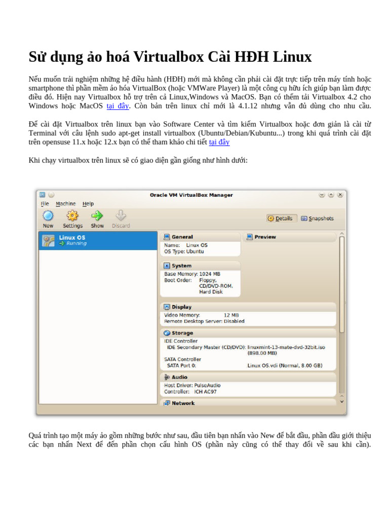 Huong Dan Cai Vitual Box Cai HDH Linux | PDF