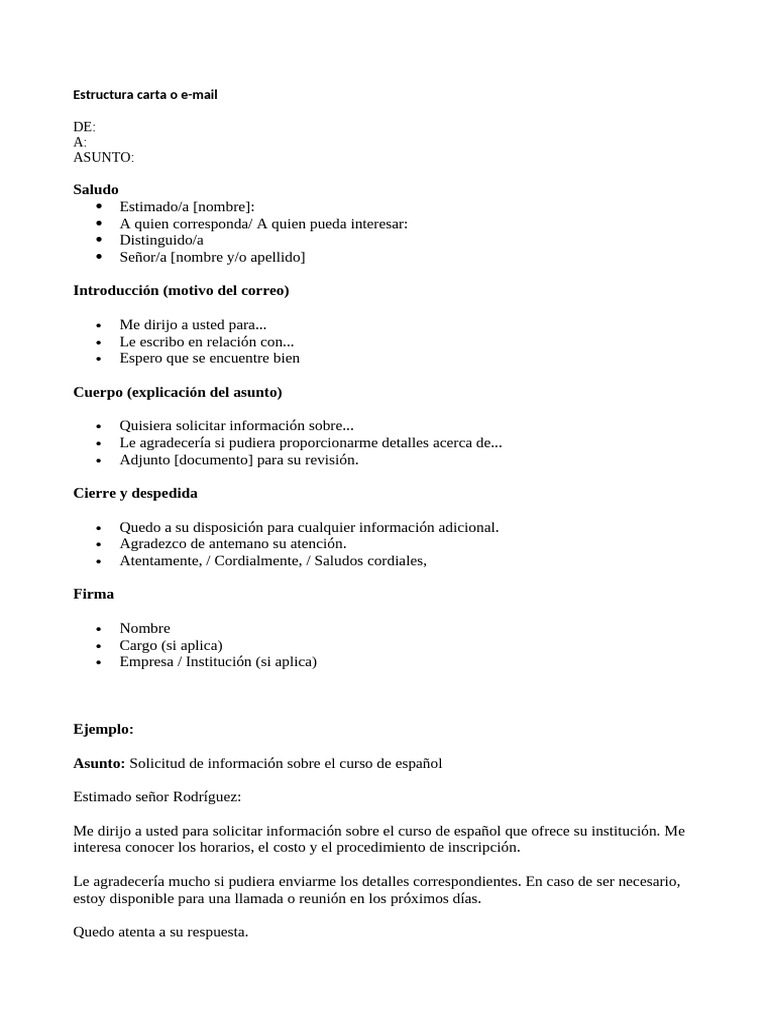 Estructura de un correo electrónico | PDF