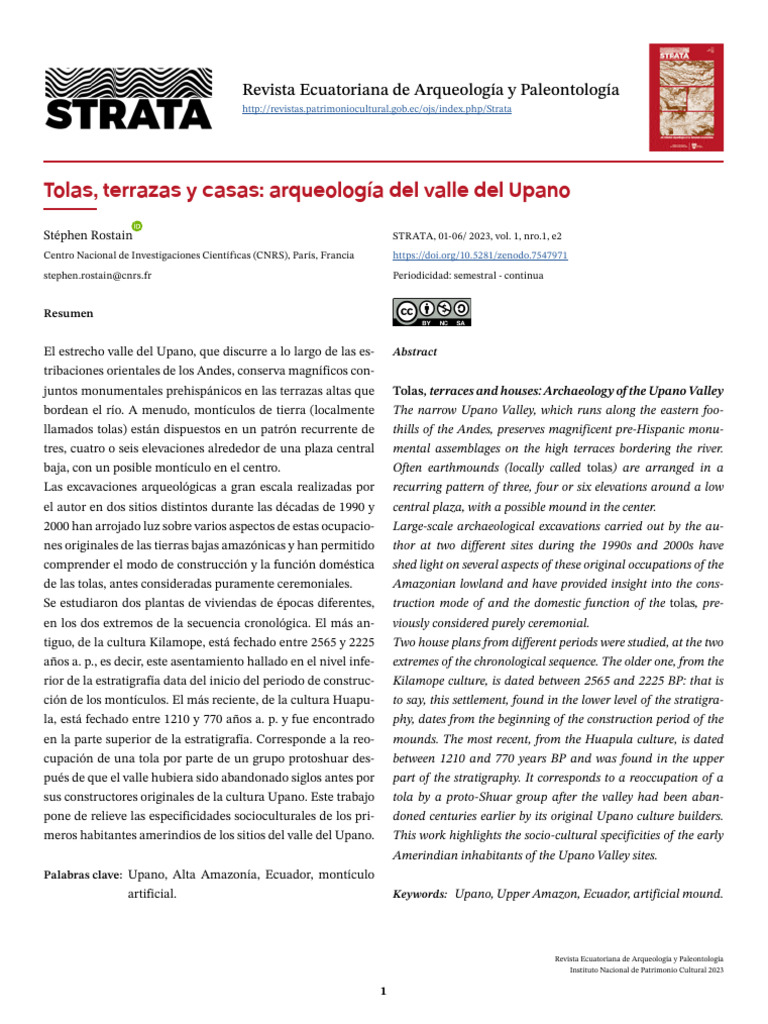 Tolas, Terrazas y Casas Arqueología Del Valle Del Upano | PDF | Ecuador | Arqueología