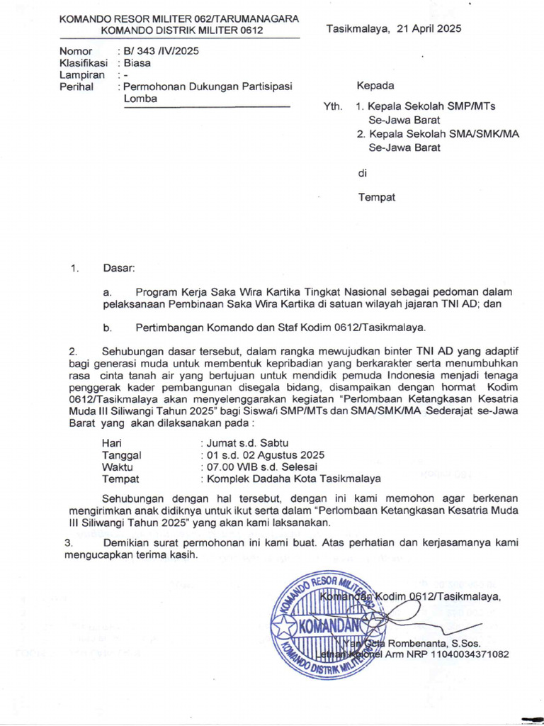 Surat Edaran Lomba Perkasa - Pramuka - Karakter Bangsa | PDF