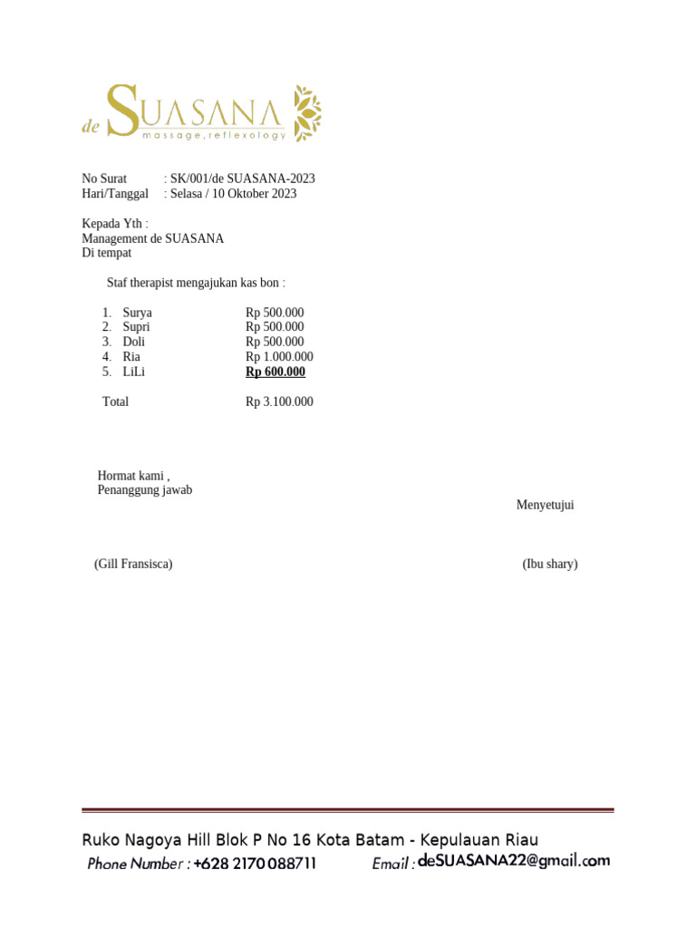 Kop Surat Kas Bon | PDF