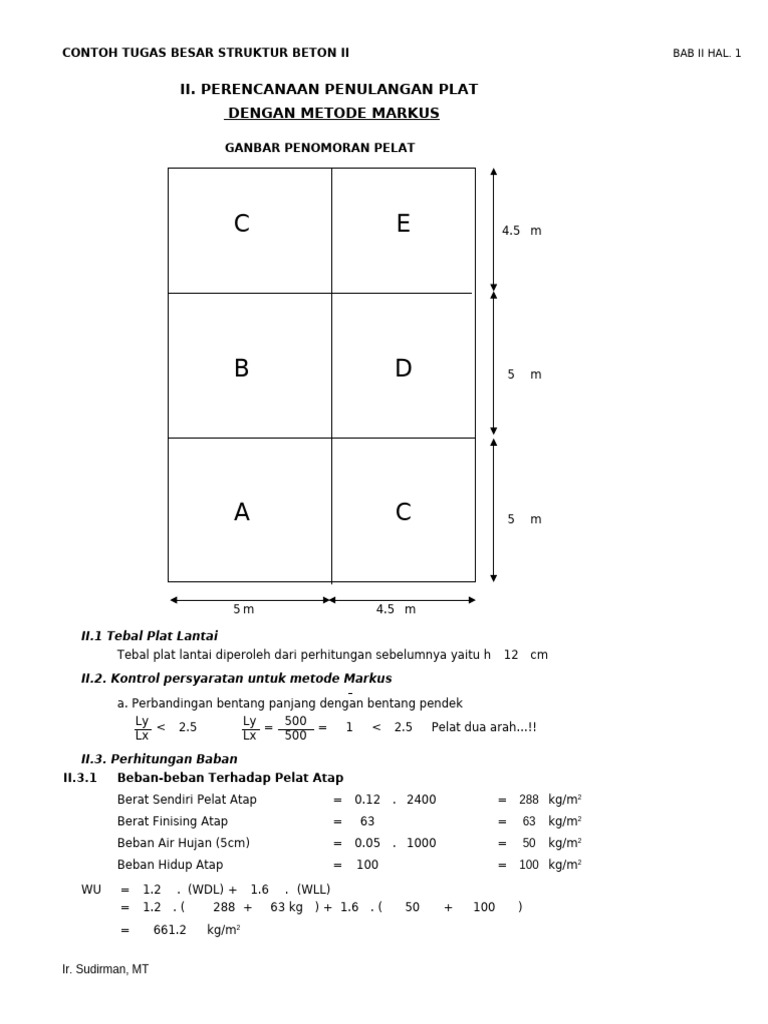 Perhitungan Pelat Denga Tabel Marcus | PDF