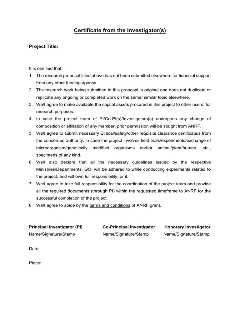 Certificate From The Investigator-3 | PDF