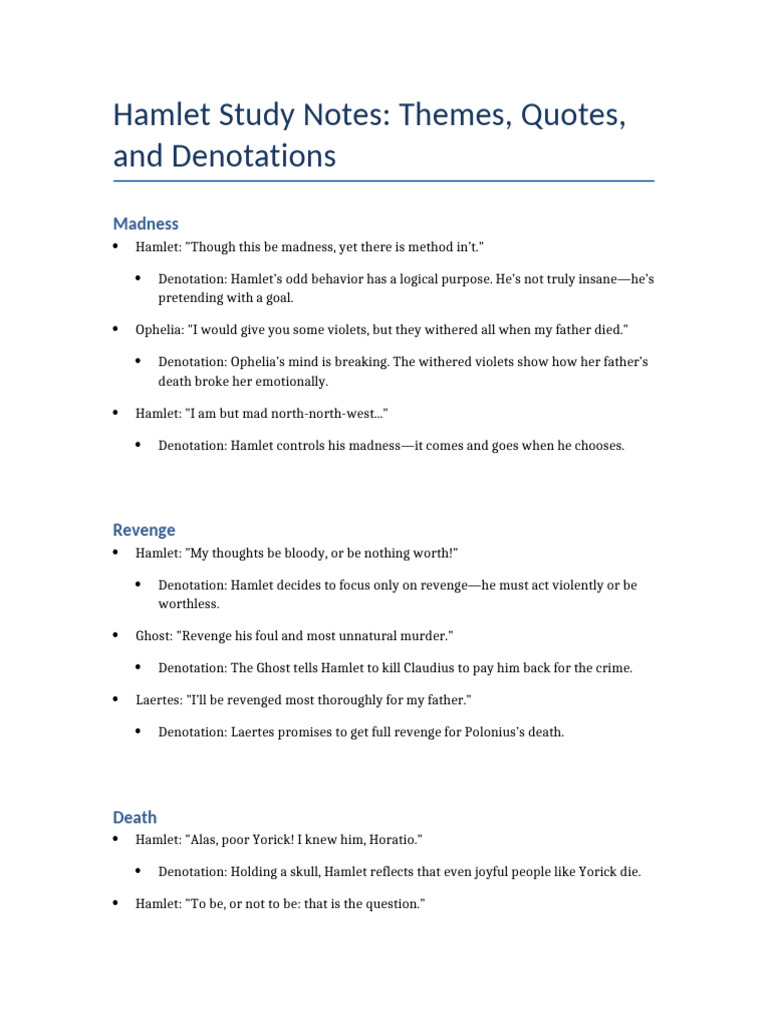 Hamlet Study Notes | PDF
