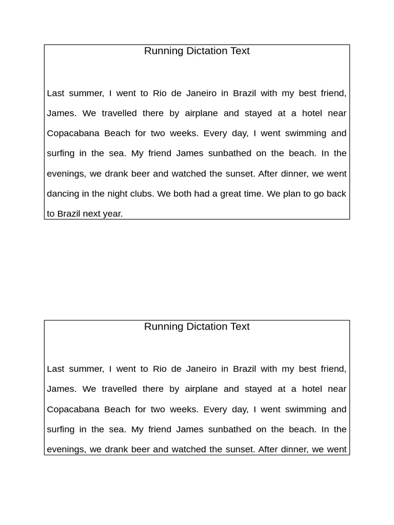 P.S Running Dictation | PDF