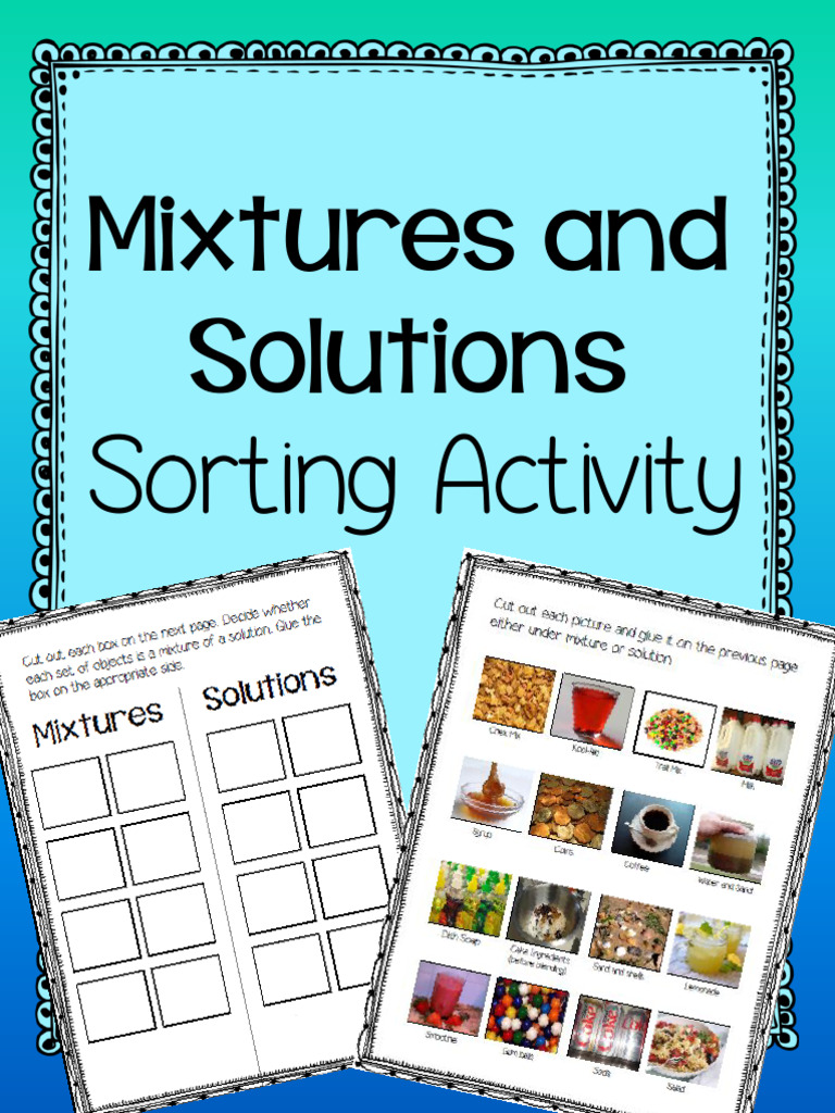 Mixtures and Solutions Sorting Activity | PDF