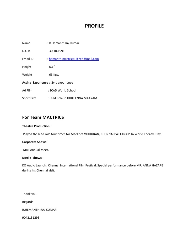 Hemanth Profile | PDF | Travel