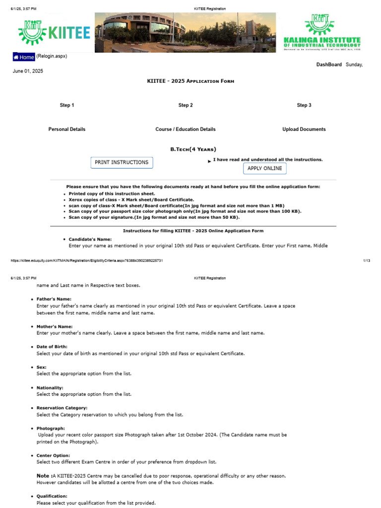 KIITEE 2025 Registration Guide | PDF | Academic Degree | Bachelor's Degree