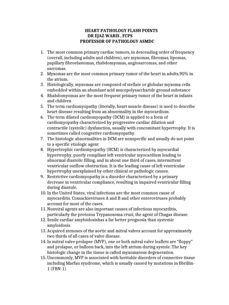 Heart Pathology Flash Points | PDF | Cardiac Muscle | Heart