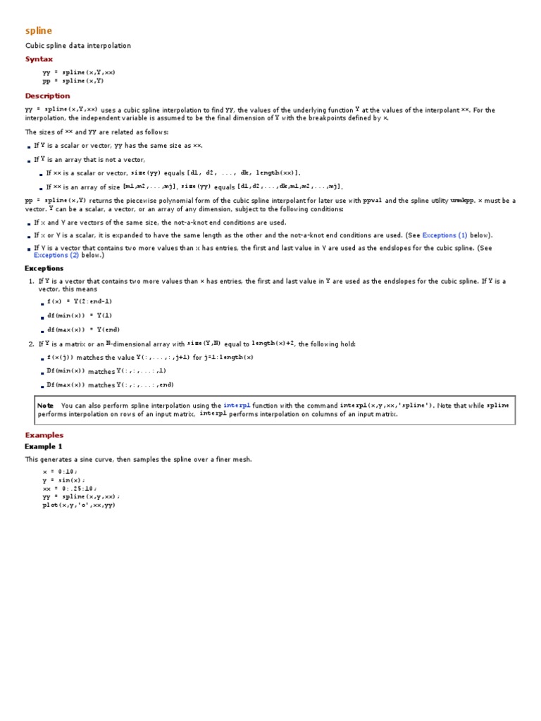 Cubic Spline Data Interpolation Matlab Pdf Interpolation Spline 3758
