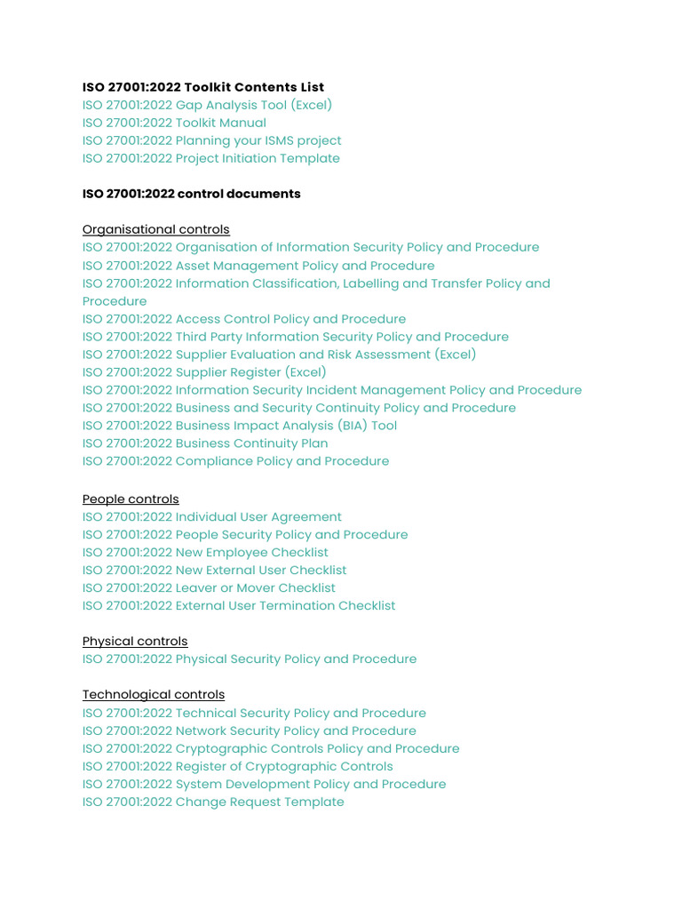 ISO 27001 2022 DKs Contents | PDF | Information Security | Microsoft Excel