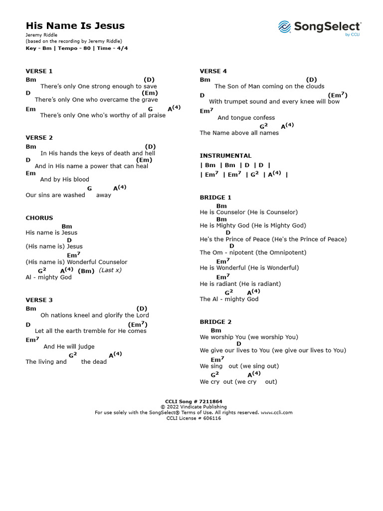His Name Is Jesus-chords-Bm | PDF | Systematic Theology | Theology