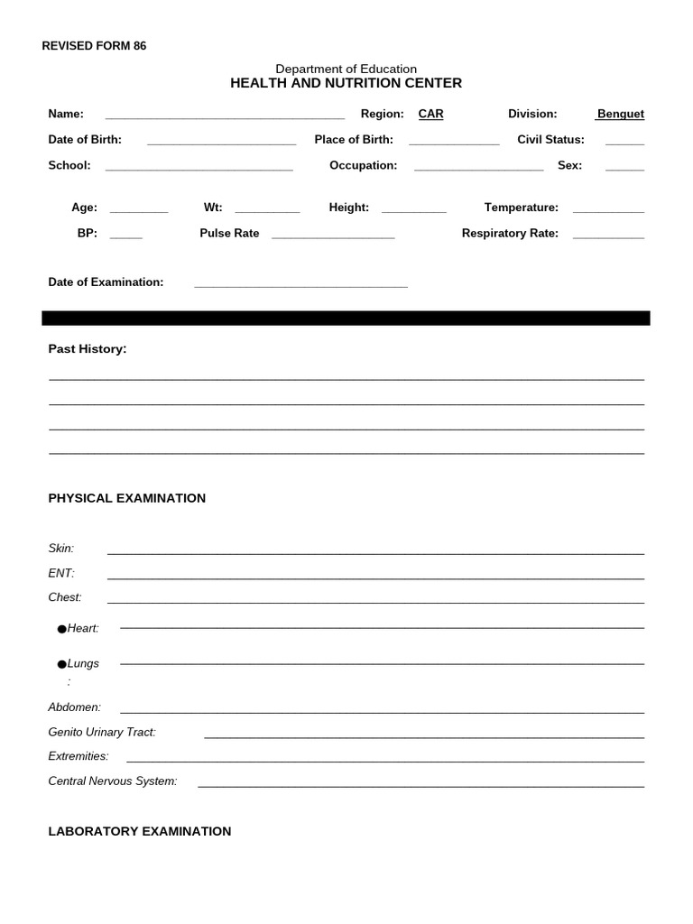 Revised Form 86 Medical Certificate | PDF | Medicine | Clinical Medicine