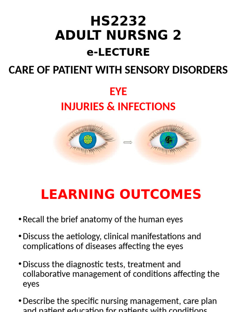 L34 Eye Injuries and Infections - Electure - Reviewed | PDF | Clinical ...