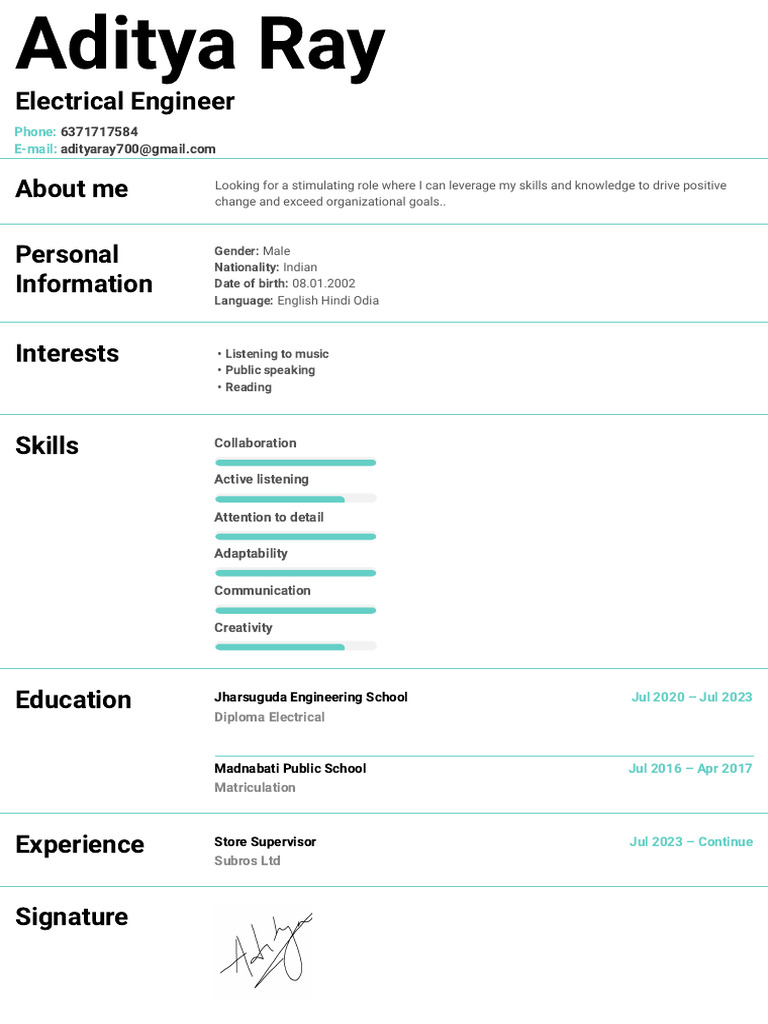 Aditya Resume 117 | PDF