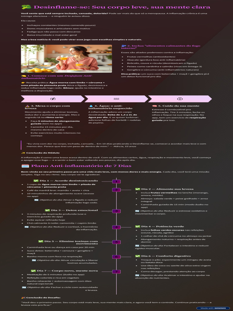 Desinflame Se Seu Corpo Leve Sua Mente Clara | PDF