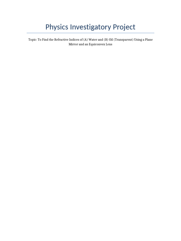 Class12 Physics Project Refractive Index (Susmit) | PDF | Refractive ...