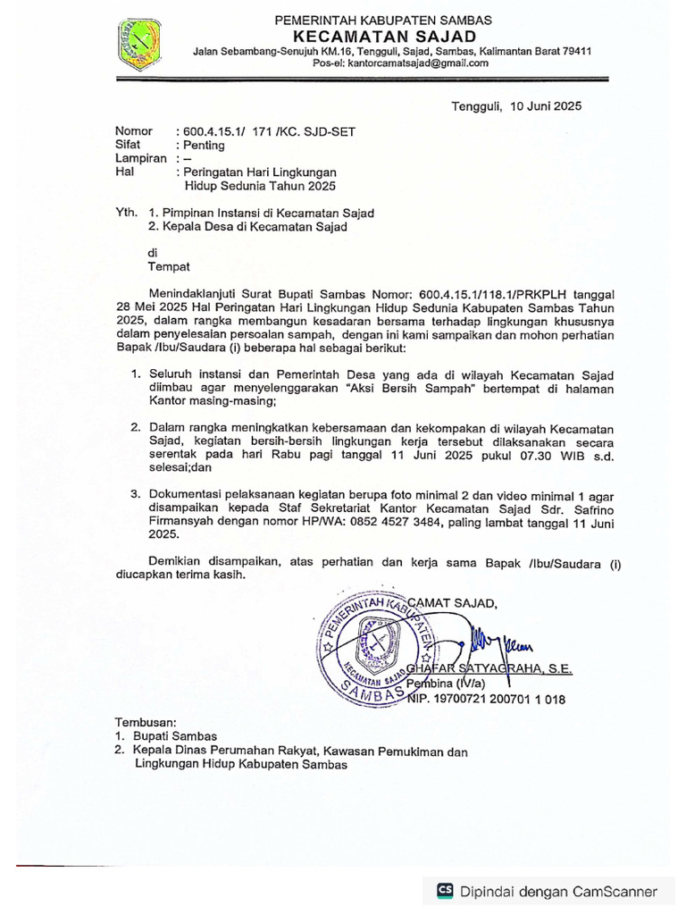 Peringatan HLHS Thn. 2025 Di Kec. Sajad | PDF