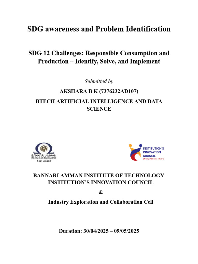 (7376232AD107) SDG 12 Challenge Report Template | PDF | Artificial ...