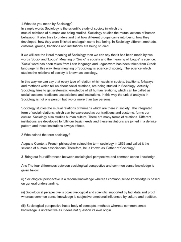 Sociology and Society Notes | PDF | Sociology | Science