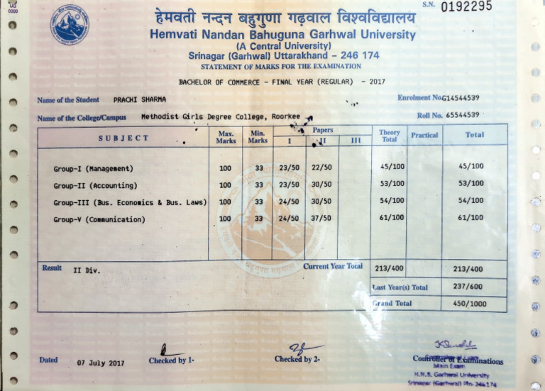 HNBGU Hostel Fee Structure Overview | PDF