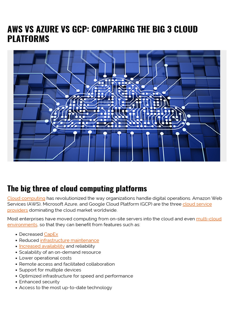 Aws Vs Azure Vs GCP Comparing The Big 3 Cloud Platforms | PDF | Cloud Computing | Amazon Web ...