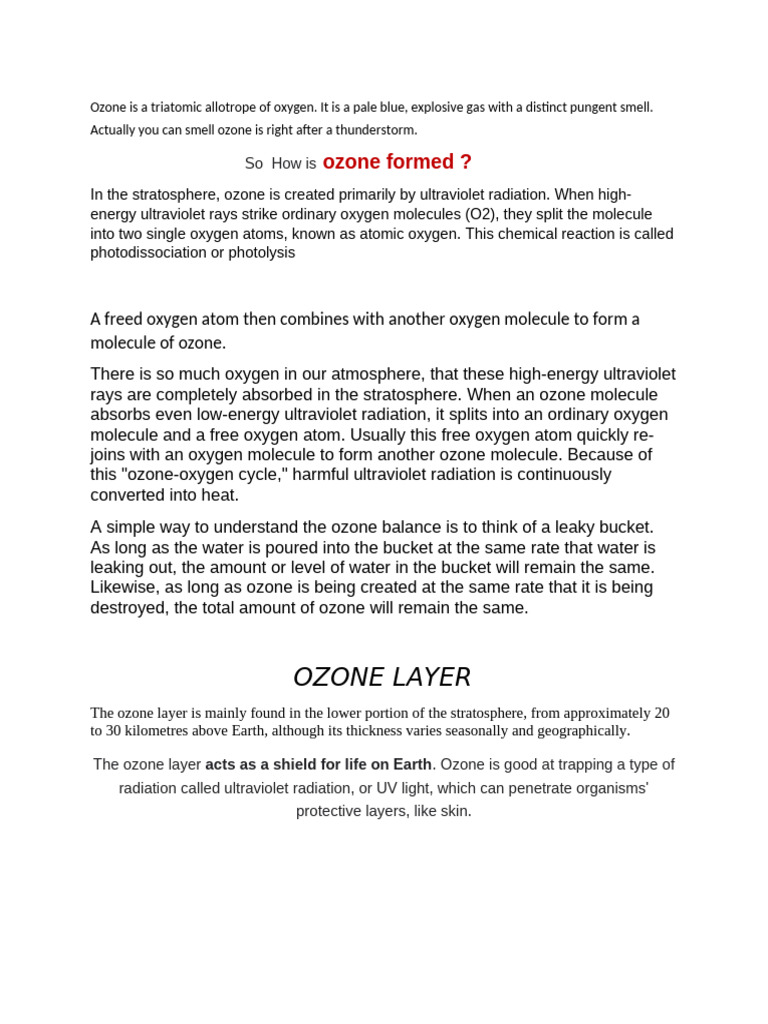 Understanding Ozone Layer Functions and Depletion | PDF | Ozone ...