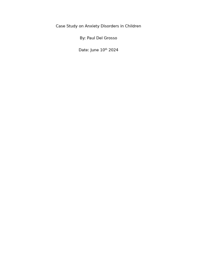 Anxiety Disorders in Adolescents: A Case Study | PDF | Anxiety ...