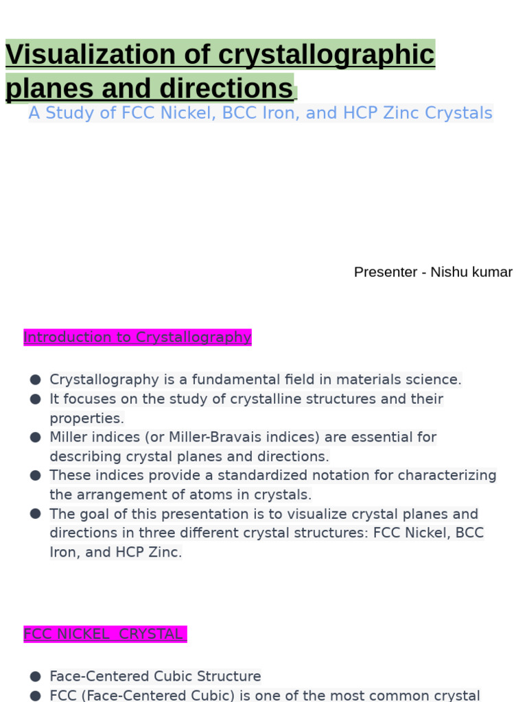 Visualization of Crystallographic Planes and Directions | PDF
