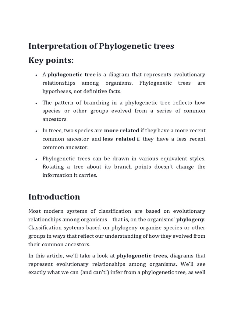 Interpretation of Phylogenetic Trees | PDF | Phylogenetic Tree ...
