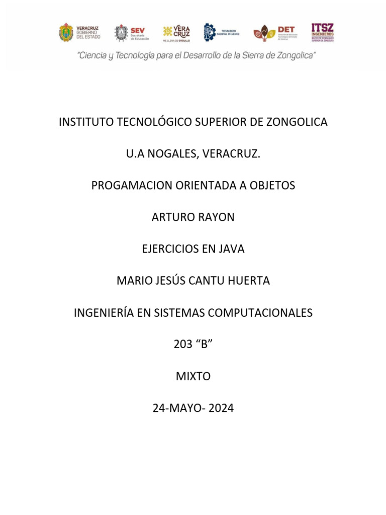 Mario Ejercicios Java | PDF | Programación de computadoras | Programación orientada a objetos