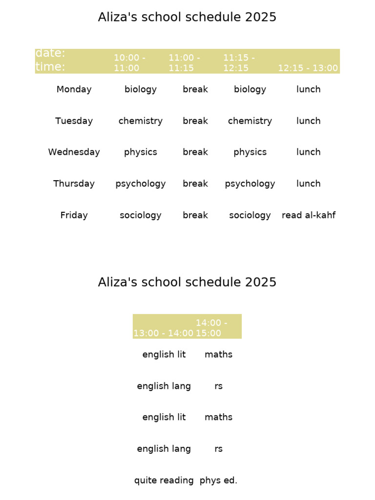 Ellie Schedule | PDF