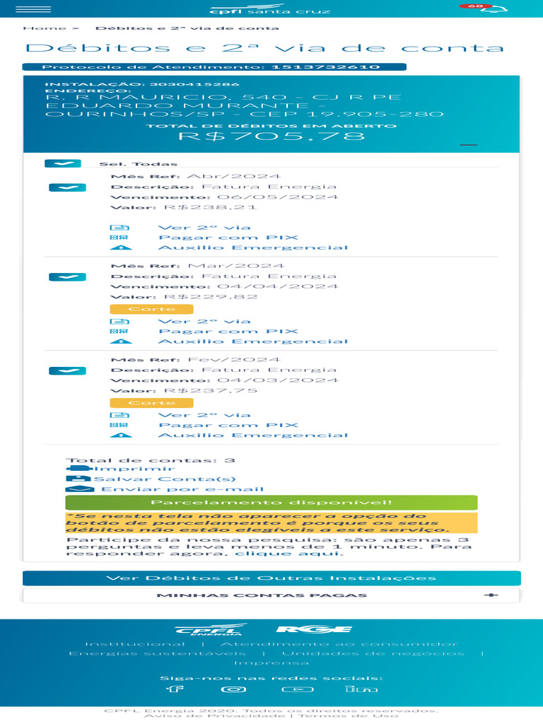 CPFL Energia - Serviços OnLine 12345566 | PDF