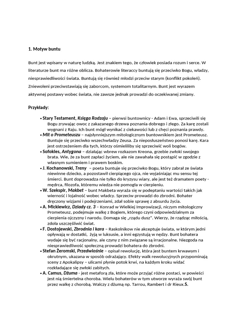 Motywy Literackie | PDF