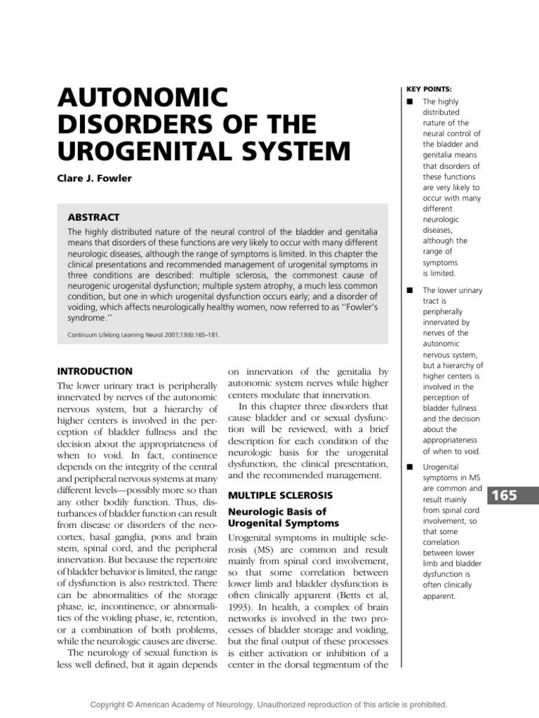 Urogenital Disorders in Neurology | PDF | Urination | Urinary Incontinence